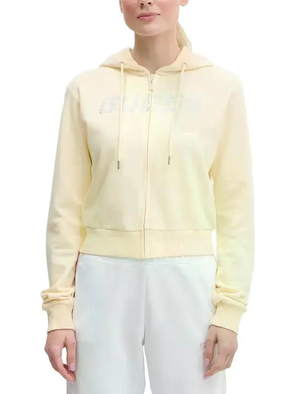 Guess Primula Zip-up Cotton Hoodie - Yellow