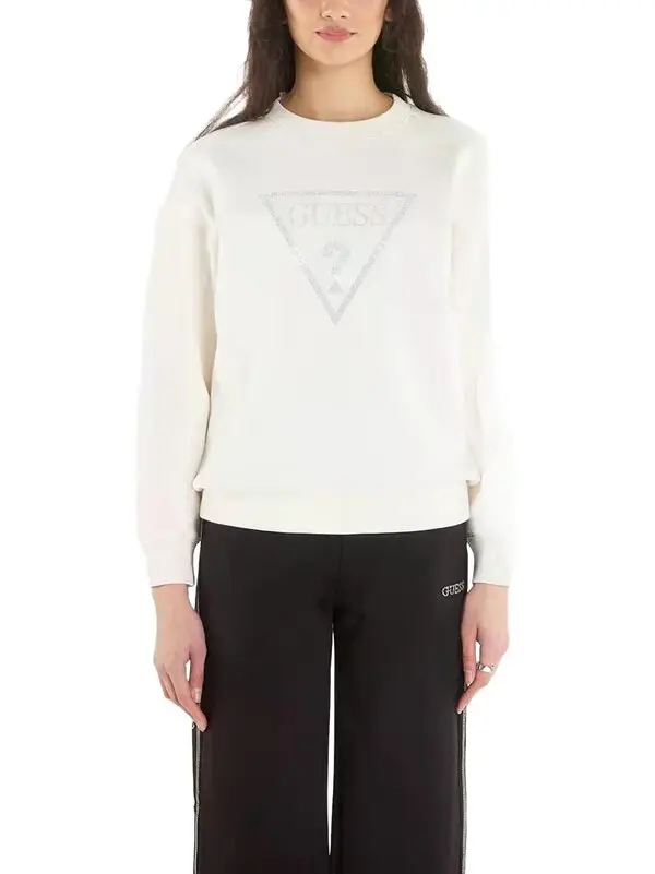 Guess Logo-studded Cotton Sweatshirt - White