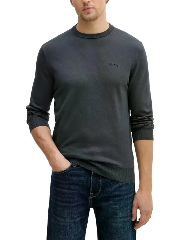 Guess Logo Embroidered Long Sleeve Sweatshirt - Grey
