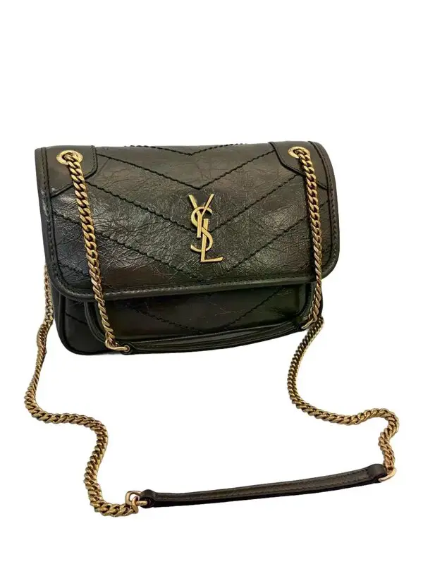 Saint Laurent Mini Niki Leather Shoulder Bag - Green