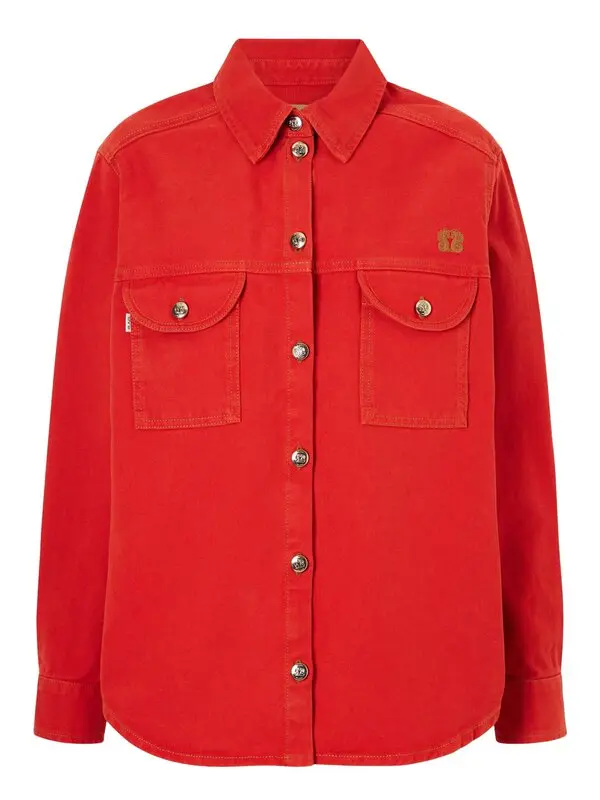 BLAZÉ MILANO Berber Embroidered Denim Shirt - Red