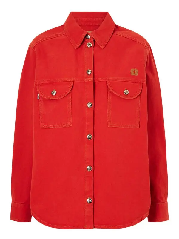 BLAZÉ MILANO Berber Embroidered Denim Shirt - Red