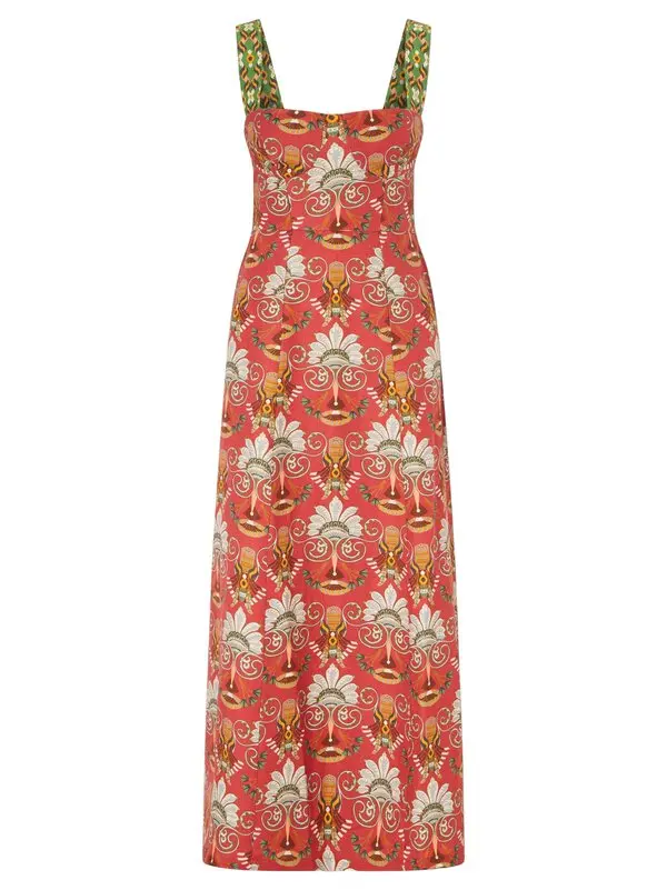 EMPORIO SIRENUSE Azzurra Floral-print Midi Dress - Red