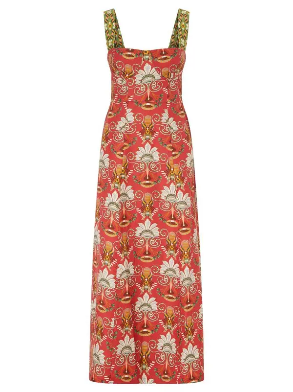 EMPORIO SIRENUSE Azzurra Floral-print Midi Dress - Red