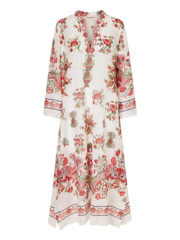 EMPORIO SIRENUSE Giada Floral-print Cotton-voile Kaftan - Red