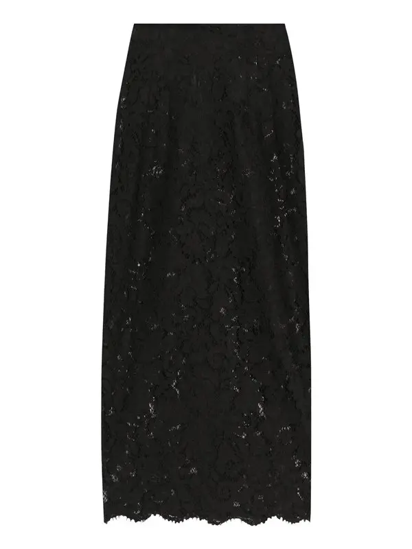 Dolce & Gabbana Cordonetto Lace Midi Skirt - Black