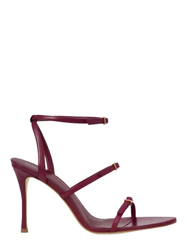 POTAMY Buckle Strap Leather Stiletto Sandals - Red