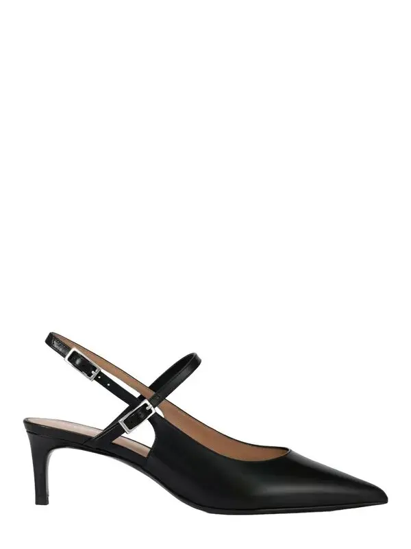 POTAMY Buckle Strap Leather Pumps - Black