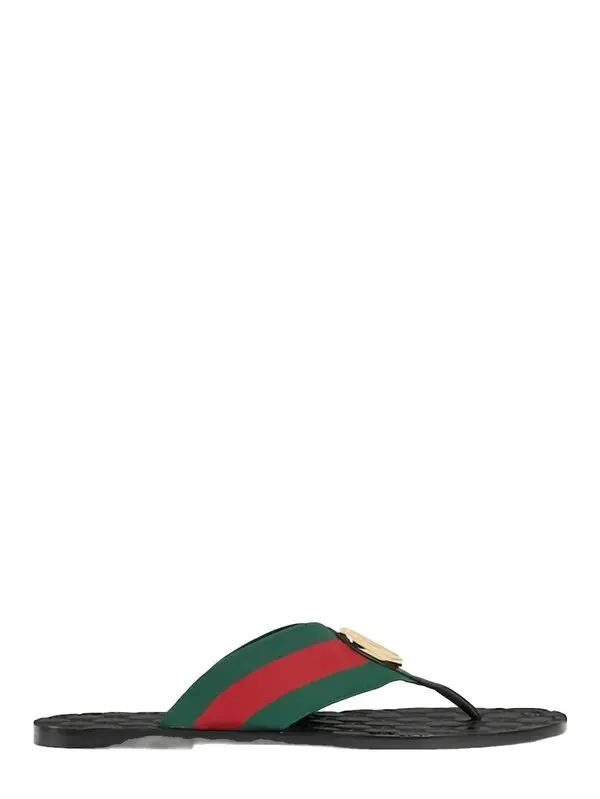 Gucci Riviera Striped Logo-detail Sandals - Green