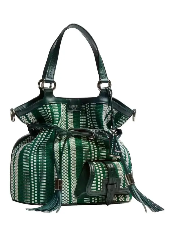 LANCEL Stripes Tassel Bucket Bag - Green