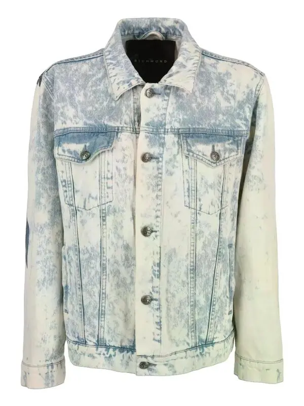 John Richmond Distressed Flag Print Jacket - Blue