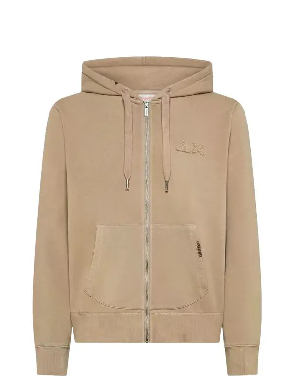 SUN 68 Embroidered Zip Hoodie - Neutrals