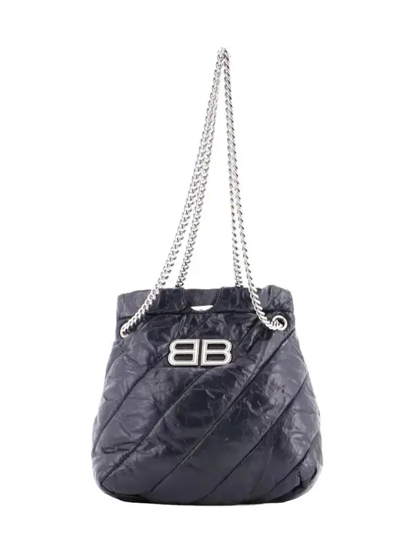 Balenciaga Crush Chain Quilted Crushed Calfskin Xs Tote Bag - Black