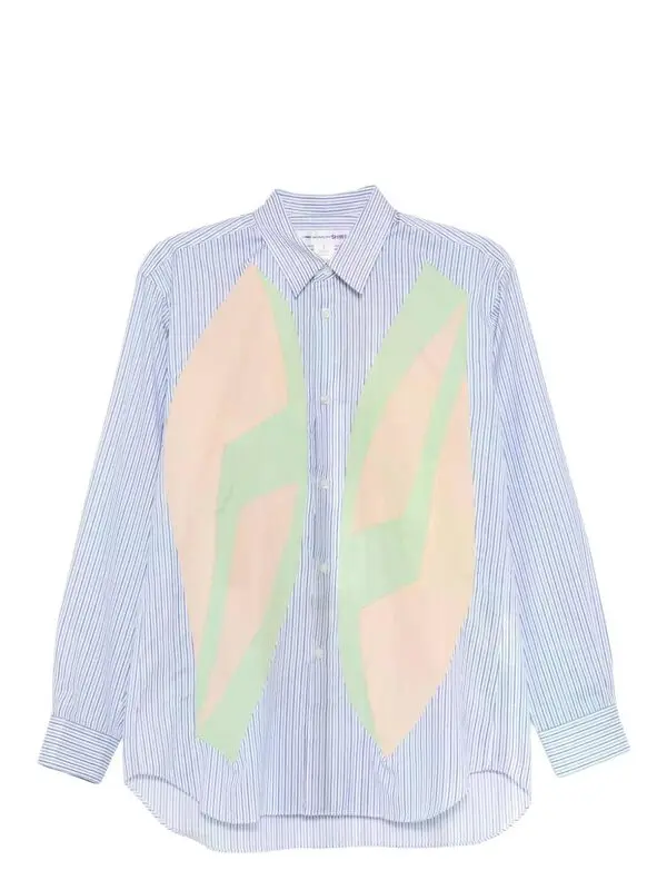 Comme Des Garçons Striped Patchwork Shirt - Blue