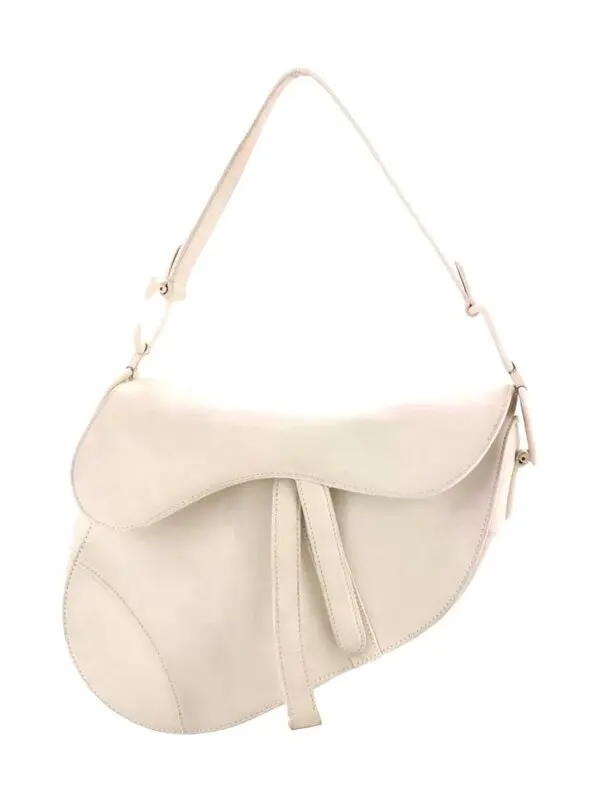 Dior Ultra Matte Saddle Handbag Leather Medium - White