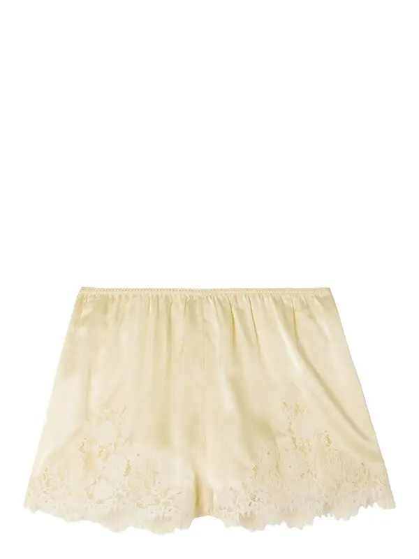 DÔEN Iona Lace-trimmed Silk-satin Shorts - Yellow