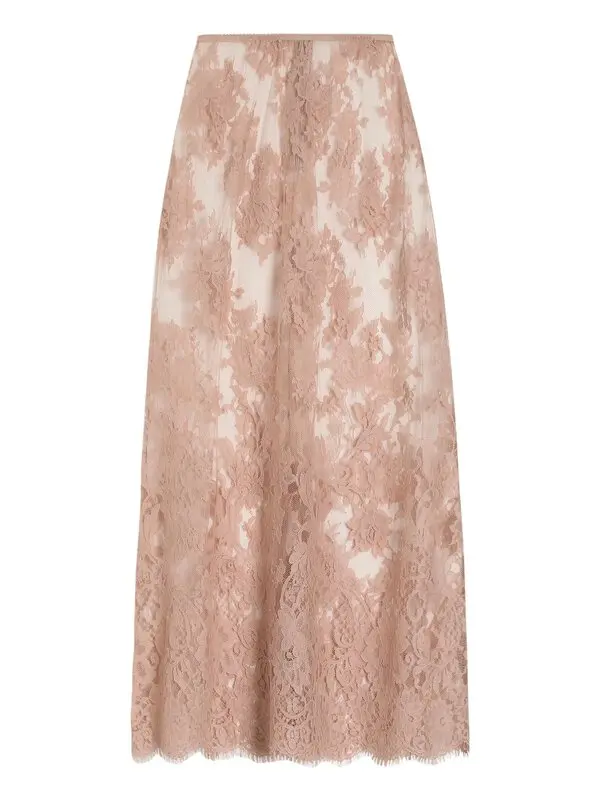 Dolce & Gabbana Chantilly Lace Midi A-line Skirt - Pink