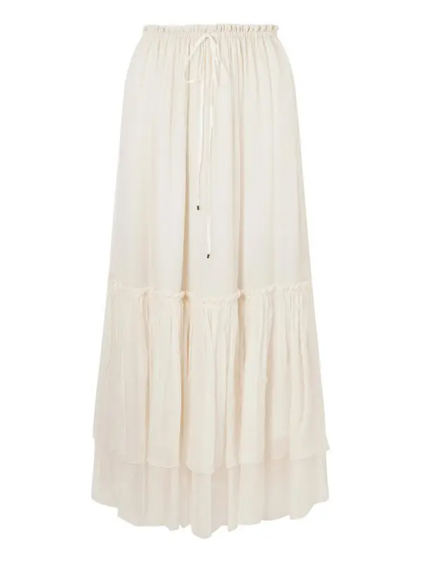Chloé Tiered Silk Crepe De Chine Maxi Skirt - Neutrals