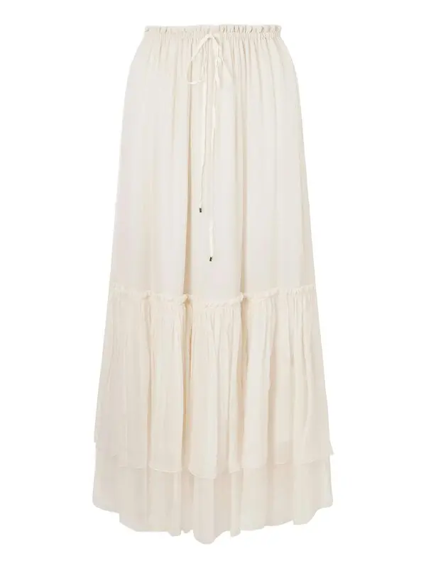 Chloé Tiered Silk Crepe De Chine Maxi Skirt - White
