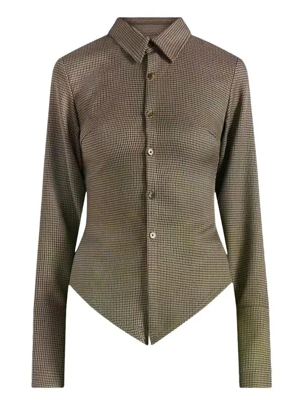 Manière De Voir Maniere De Voir Houndstooth Fitted Shirt - Brown