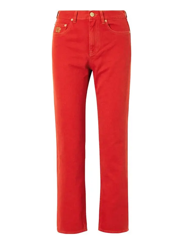 BLAZÉ MILANO Clapotis Paso Cropped High-rise Straight-leg Jeans - Red
