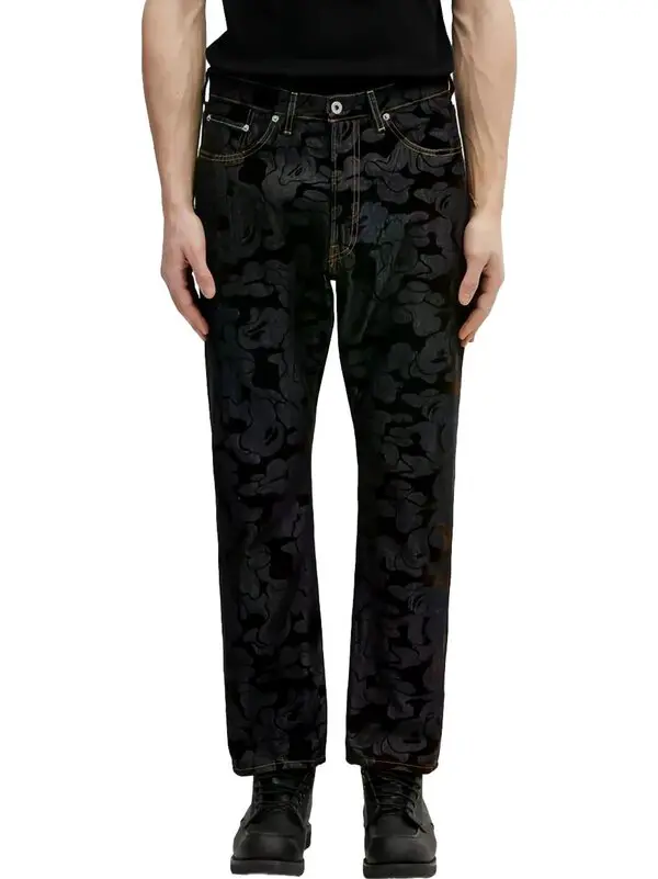 A BATHING APE Floral-print Jeans - Blue