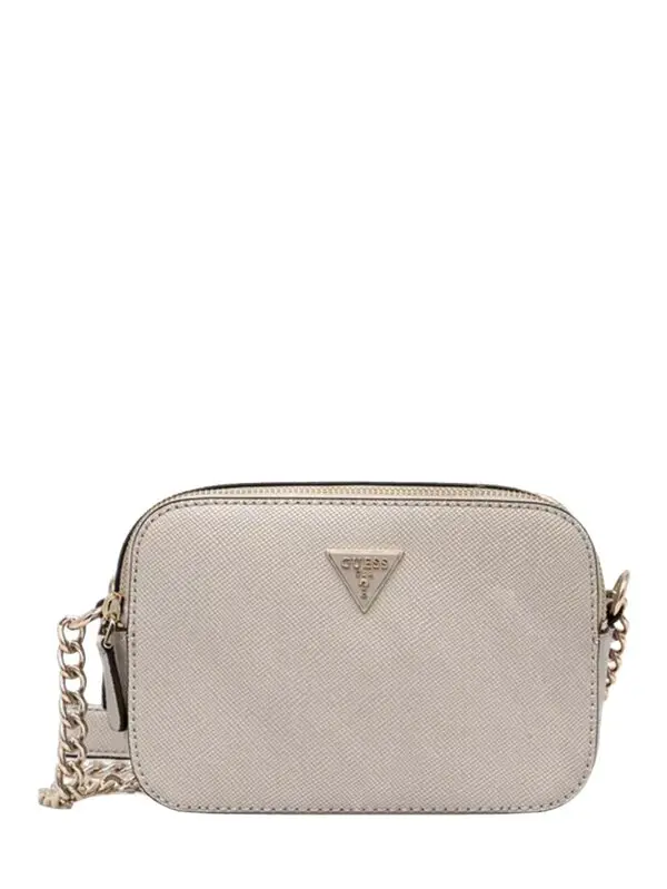 Guess Triangle Logo Chain Crossbody Bag - Neutrals