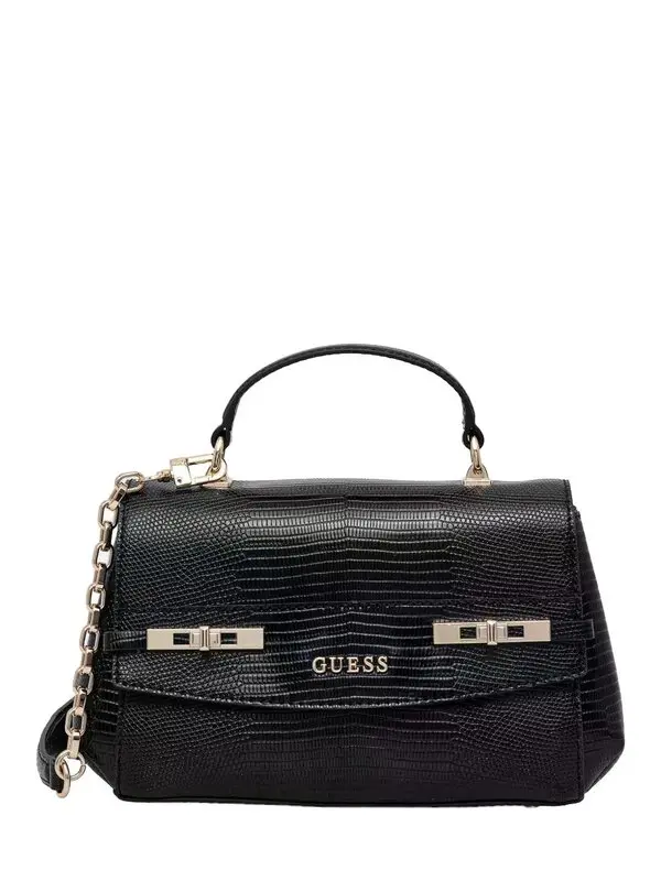 Guess Melinda Lizard-effect Tote - Black