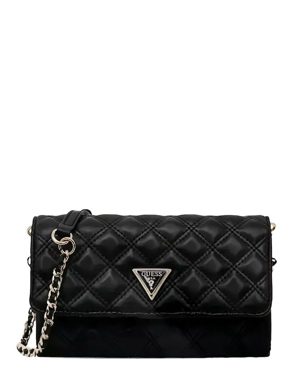 Guess Quilted Cross Body Bag With Chain - Black
