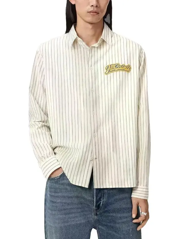 ALLSAINTS Samuel Striped-logo Shirt - Neutrals