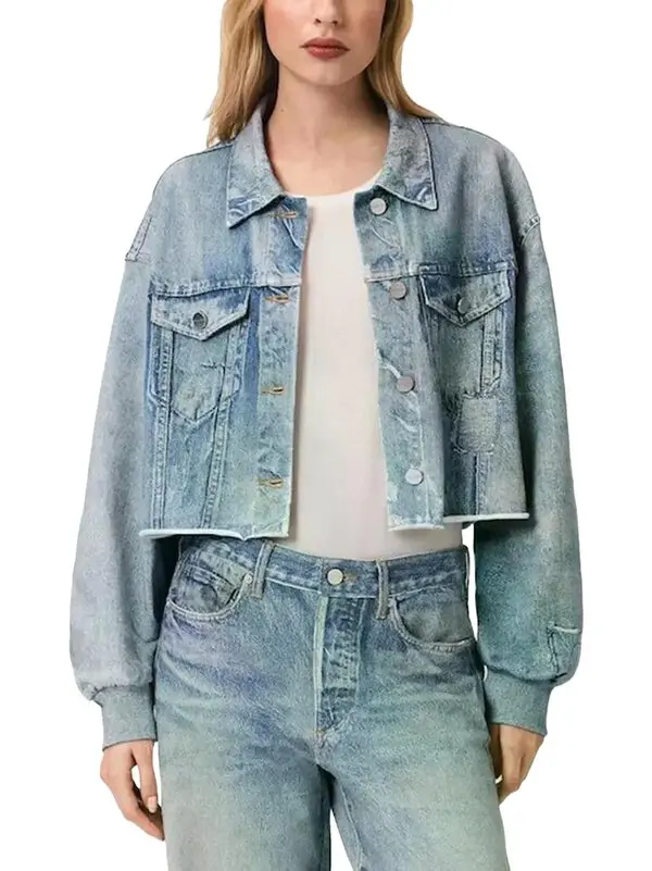 ALLSAINTS Anders Terry Illusion Crop Jacket - Blue