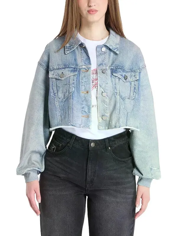 ALLSAINTS Anders Terry Illusion Crop Jacket - Blue