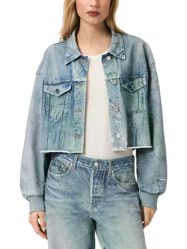 ALLSAINTS Anders Terry Illusion Crop Jacket - Blue