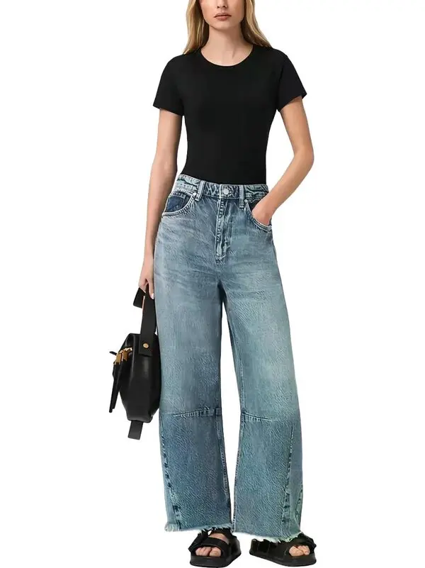 ALLSAINTS Frayed-hem Wide Leg Jeans - Blue