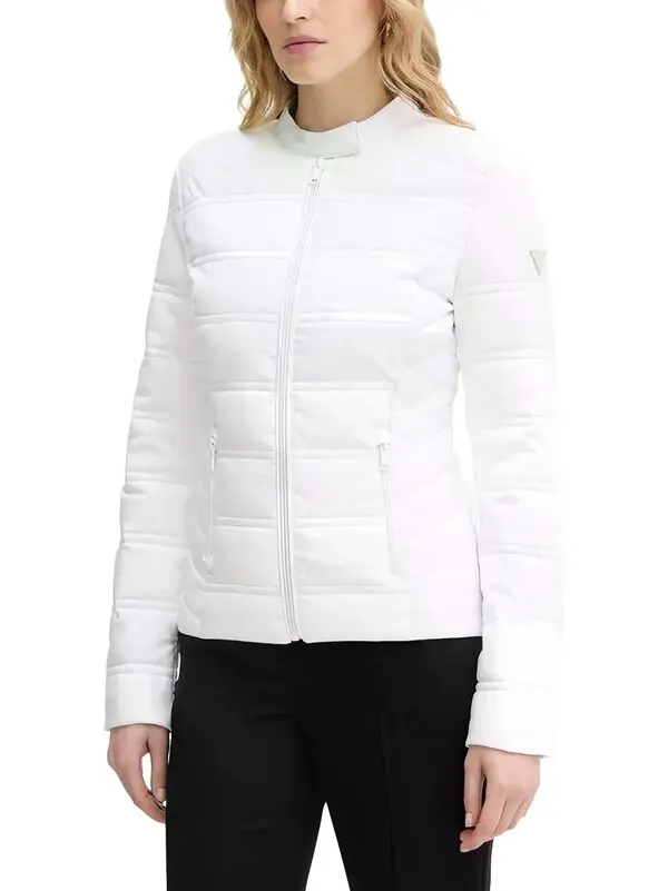 Guess Logo Zip-up Puffer Jacket - White