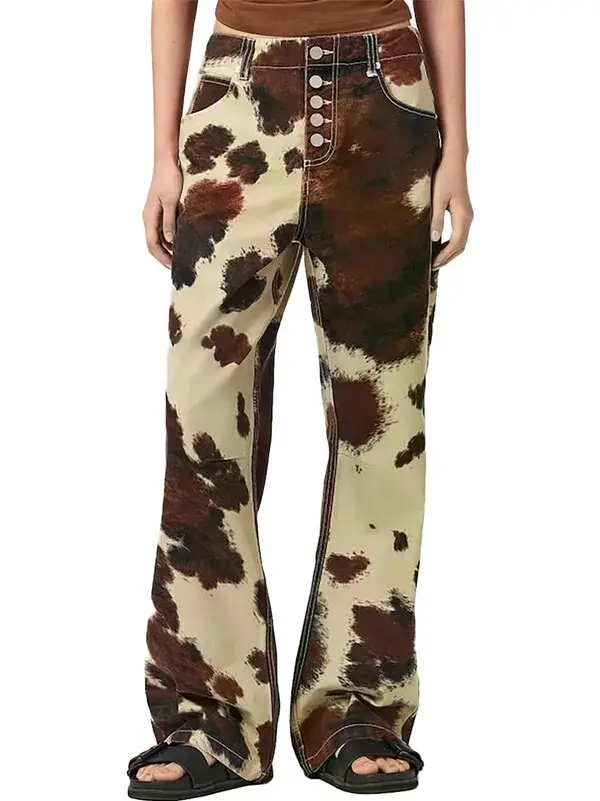 ALLSAINTS Taya Cow-print Flared Jeans - Neutrals