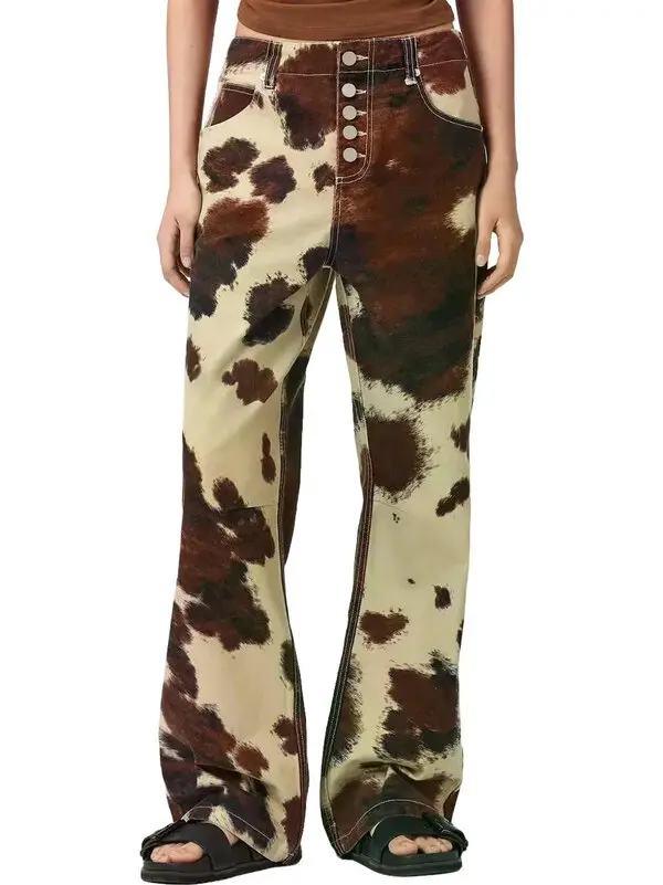 ALLSAINTS Taya Cow-print Flared Jeans - Neutrals