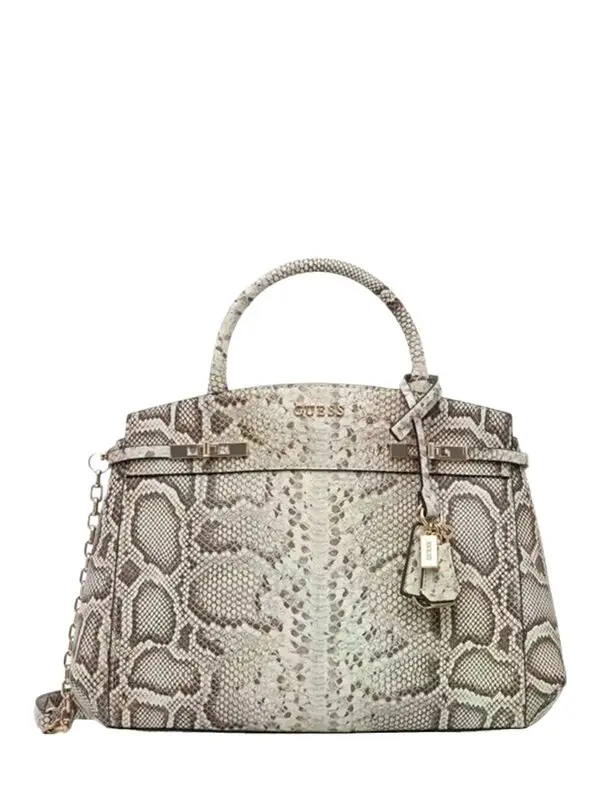 Guess Melinda Snakeskin Chain Tote Bag - Neutrals