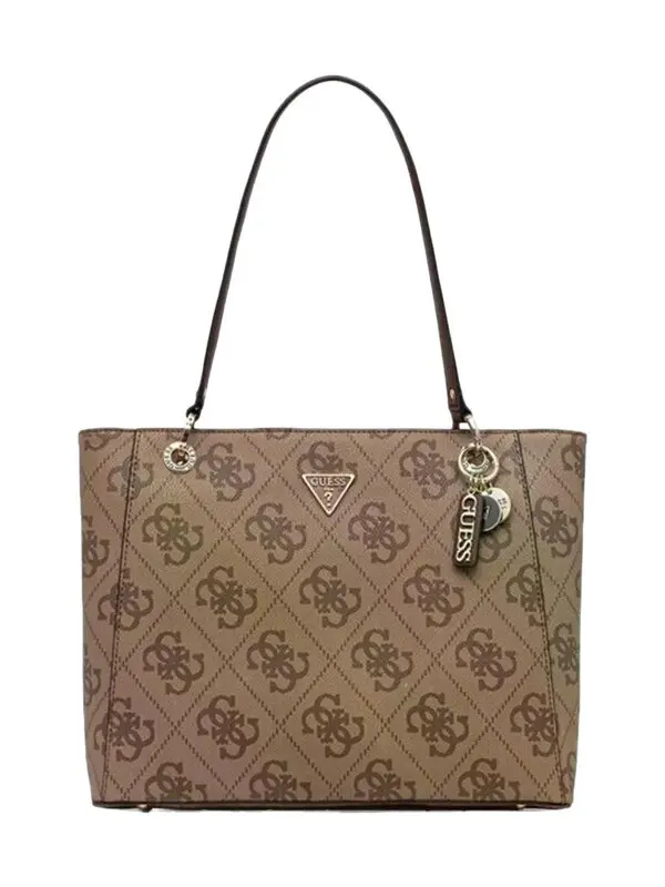 Guess Tote Bag With Monogram And Charm Detail - Neutrals