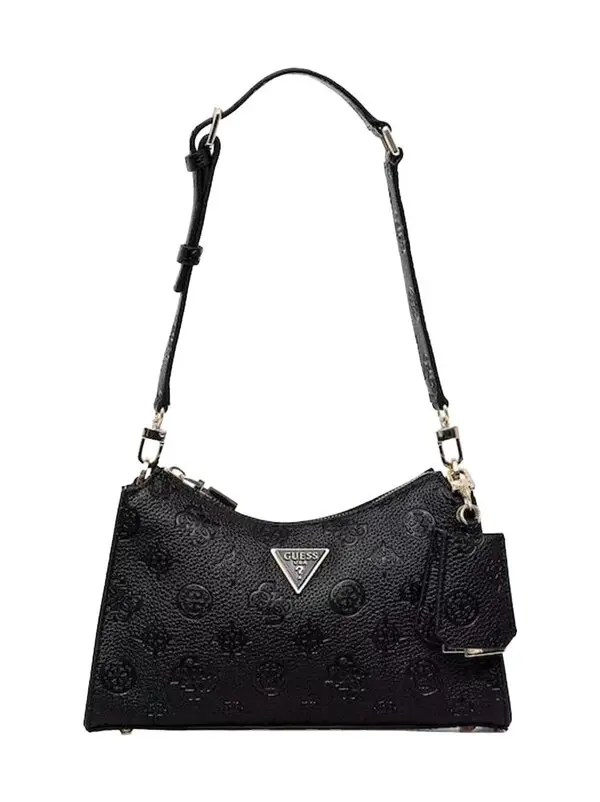 Guess Debossed-logo Shoulder Bag - Black