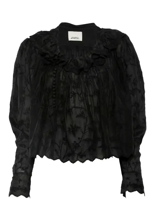 Isabel Marant Zelly Ruffled Floral Blouse - Black