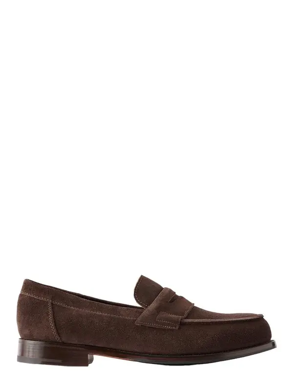 Grenson Epsom Suede Penny Loafers - Brown