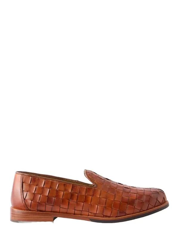 Grenson Sterling Woven Leather Loafers - Tan