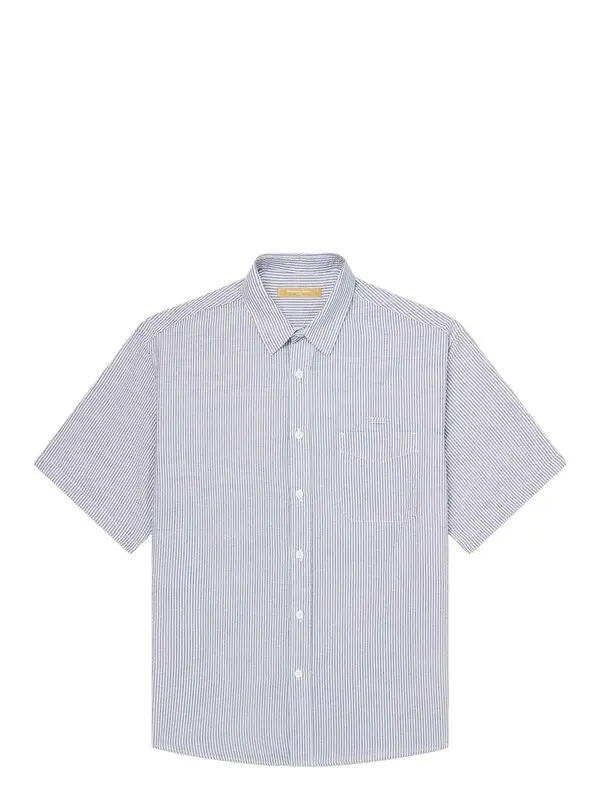 FRIZMWORKS Striped Cotton-blend Seersucker Shirt - Blue