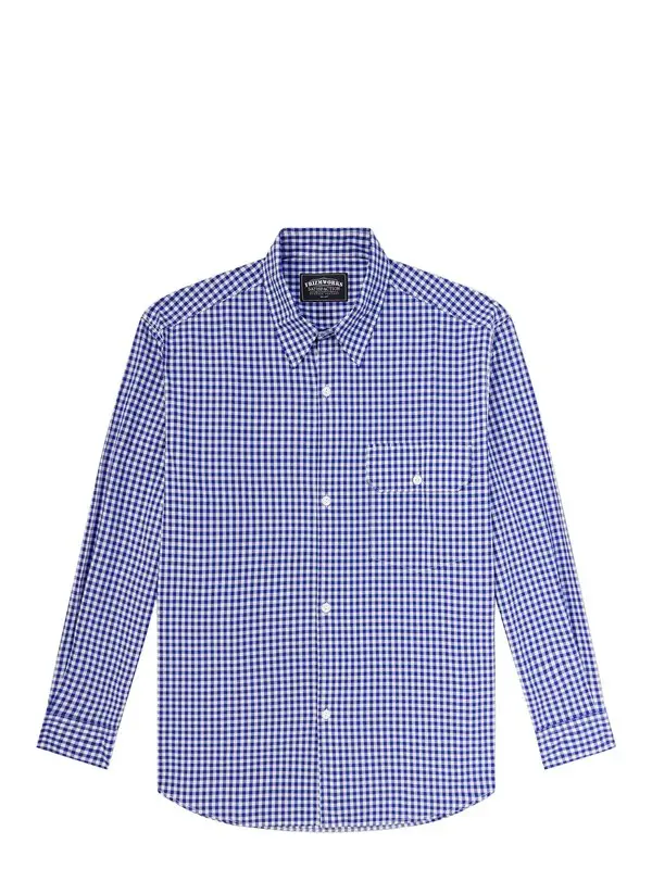 FRIZMWORKS Ease Gingham Cotton Shirt - Blue