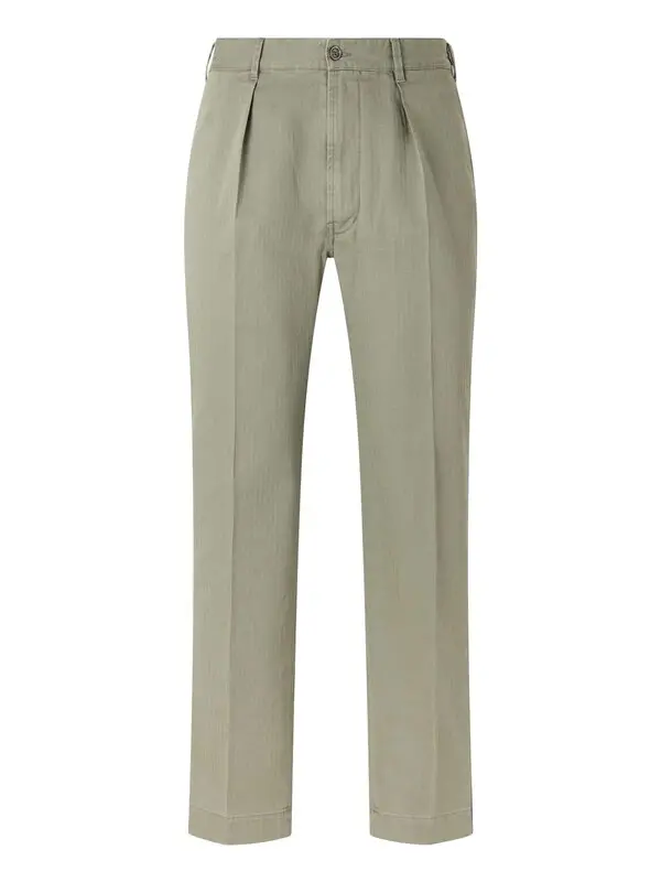 DRAKE'S Games Straight-leg Herringbone Suit Trousers - Green