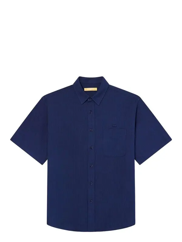 FRIZMWORKS Cotton-seersucker Shirt - Navy