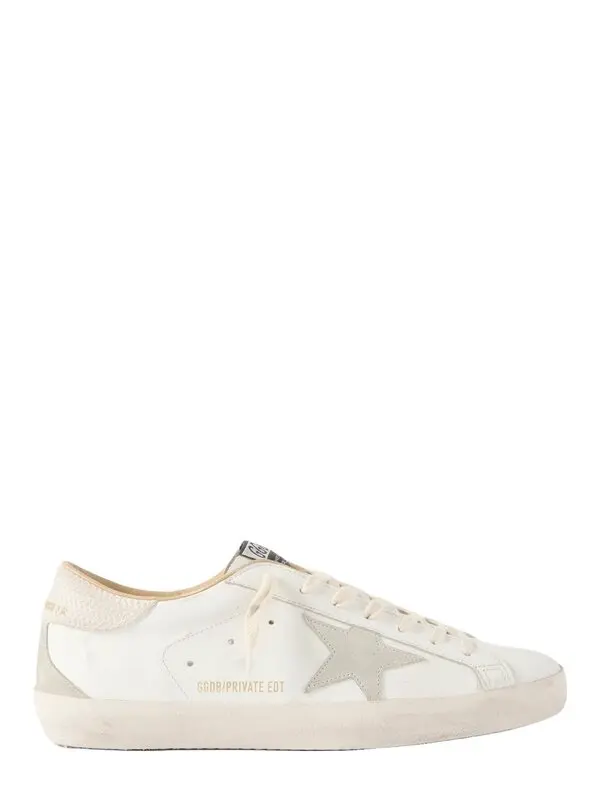 GOLDEN GOOSE Super-star Distressed Leather Sneakers - White