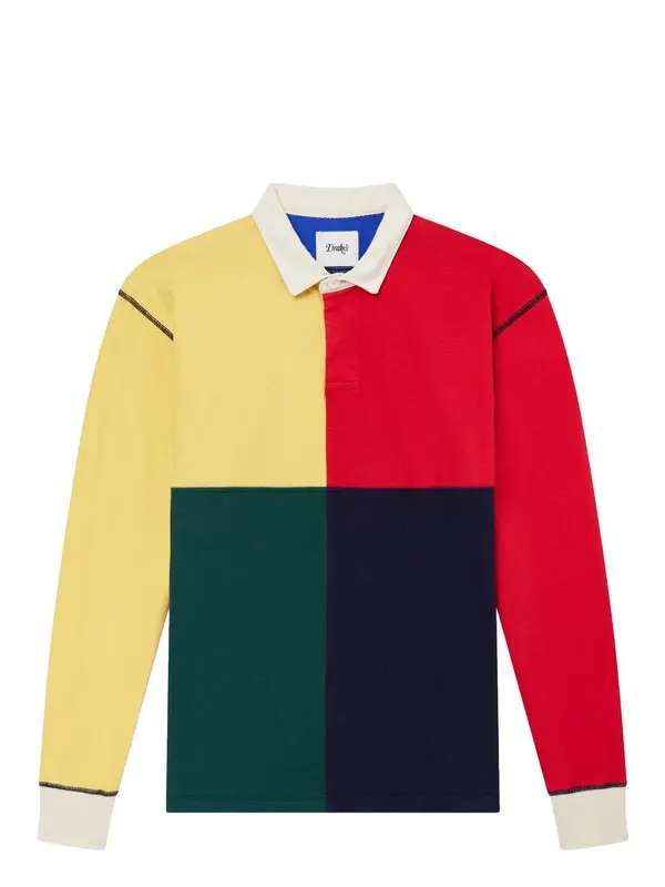 DRAKE'S Colour-block Cotton-jersey Rugby Shirt - Multi