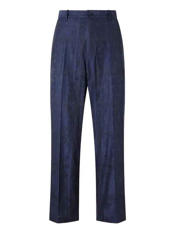 Blue Blue Japan Straight-leg Cotton-blend Jacquard Trousers - Blue
